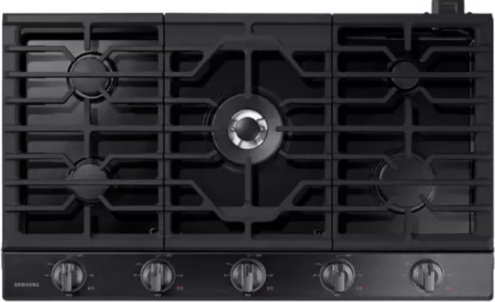 Samsung NA36N6555TG/AA 36 Inch Gas Smart Cooktop with 5 Sealed Burners ...